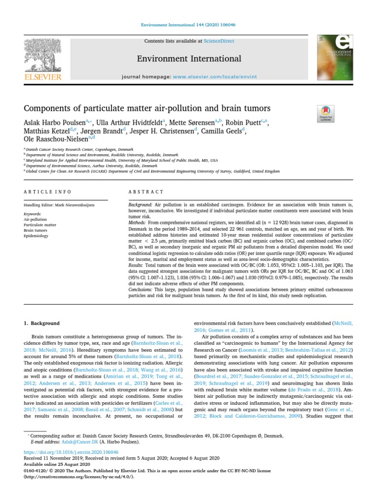 Components of Particulate Matter Air Pollution and - 2020 - Environment ...