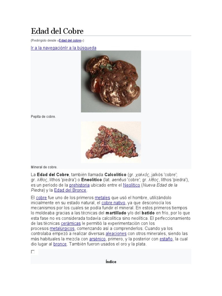Edad Del Cobre Resumen Pdf Metalurgia Rieles