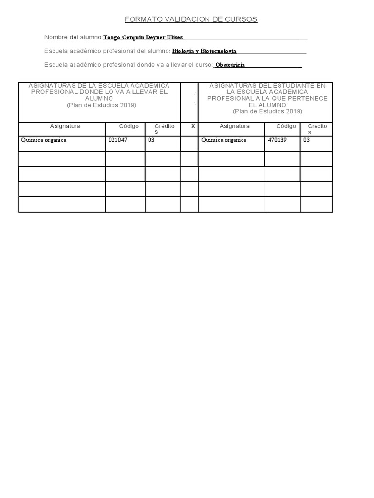 Cuadro de Validacion | PDF