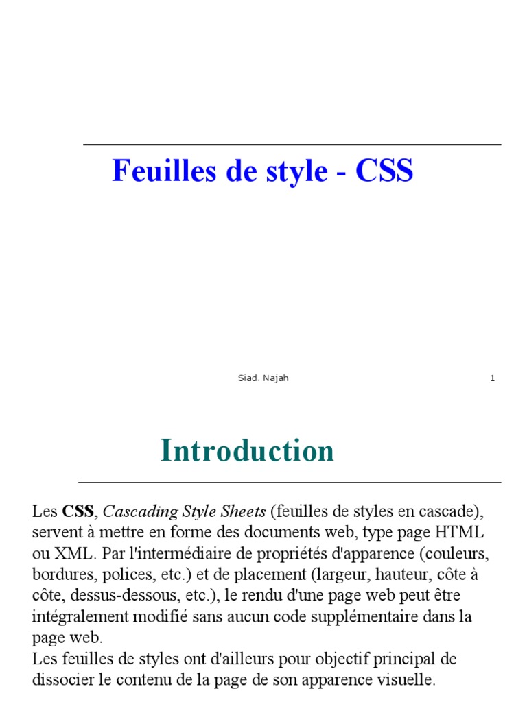 Feuilles de Style - CSS: Siad. Najah 1 | PDF | Feuilles de style en cascade | Police d'écriture
