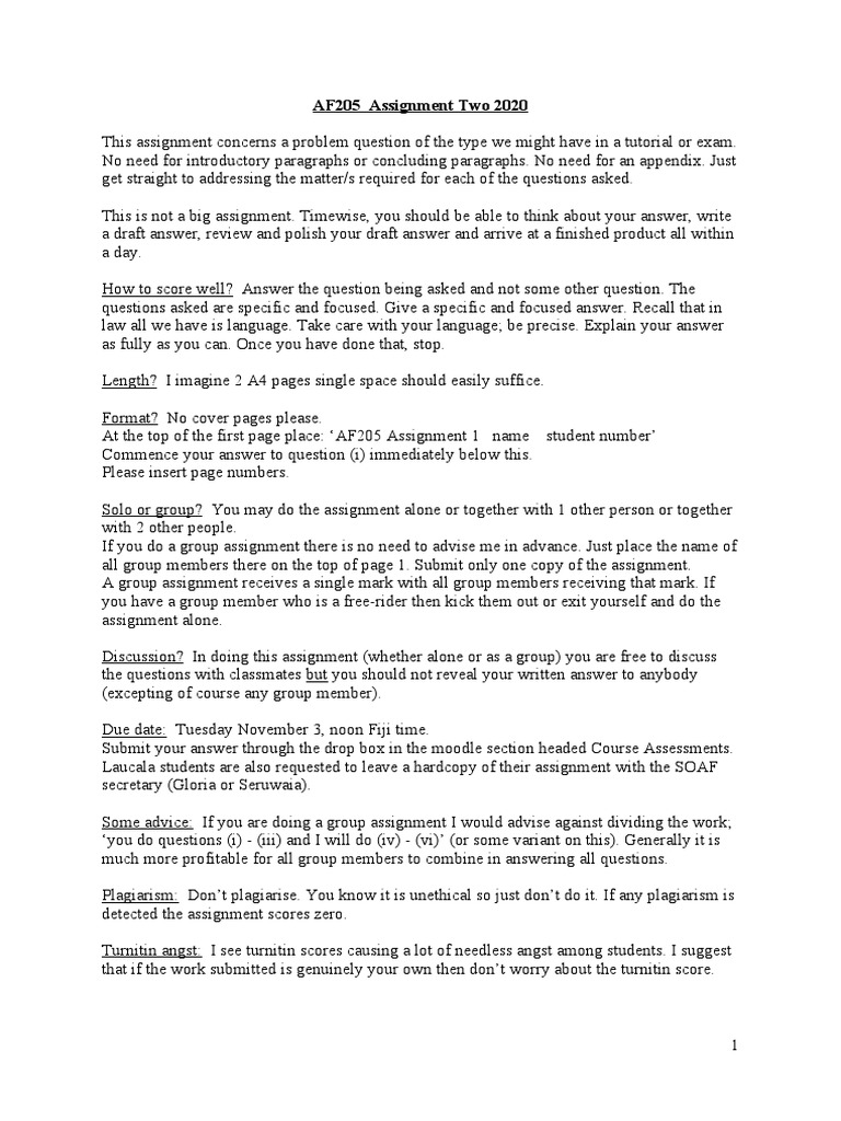 Second Asignment AF205 2020 | PDF | Trust Law | Deed