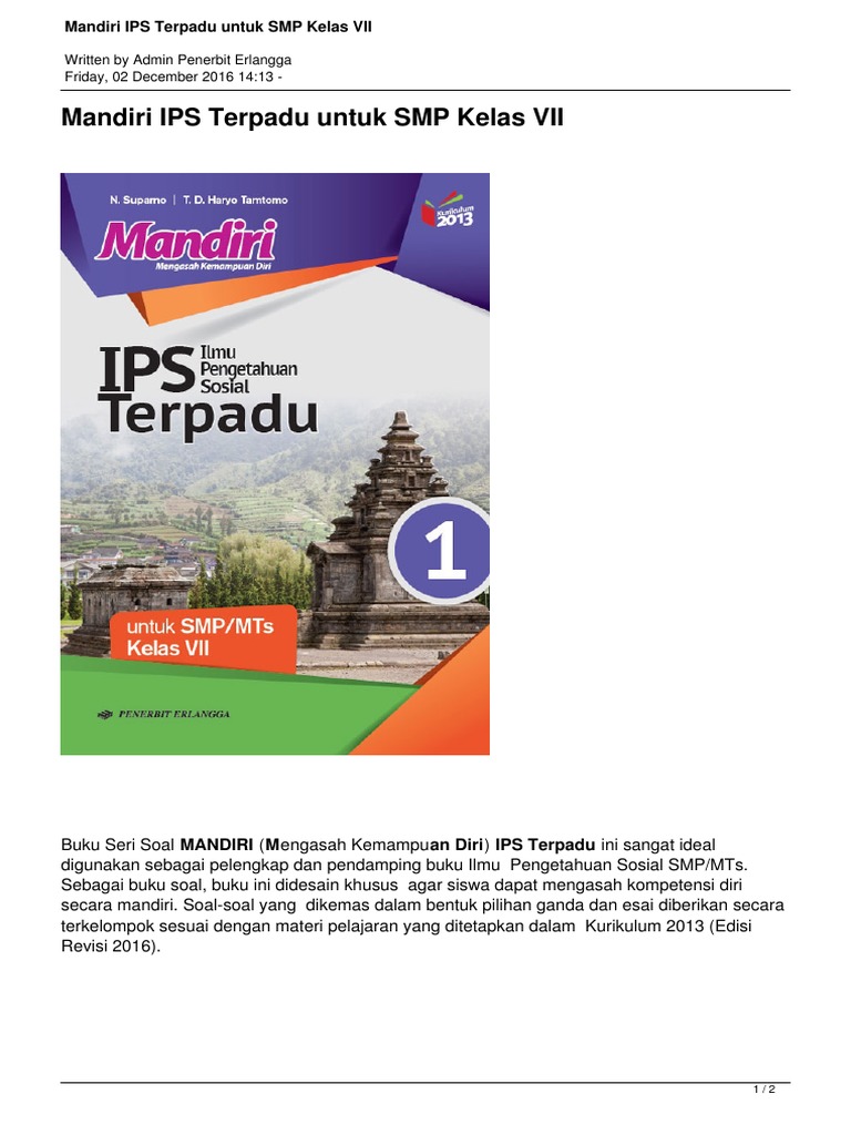 Mandiri Ips Terpadu Untuk SMP Kelas VII | PDF