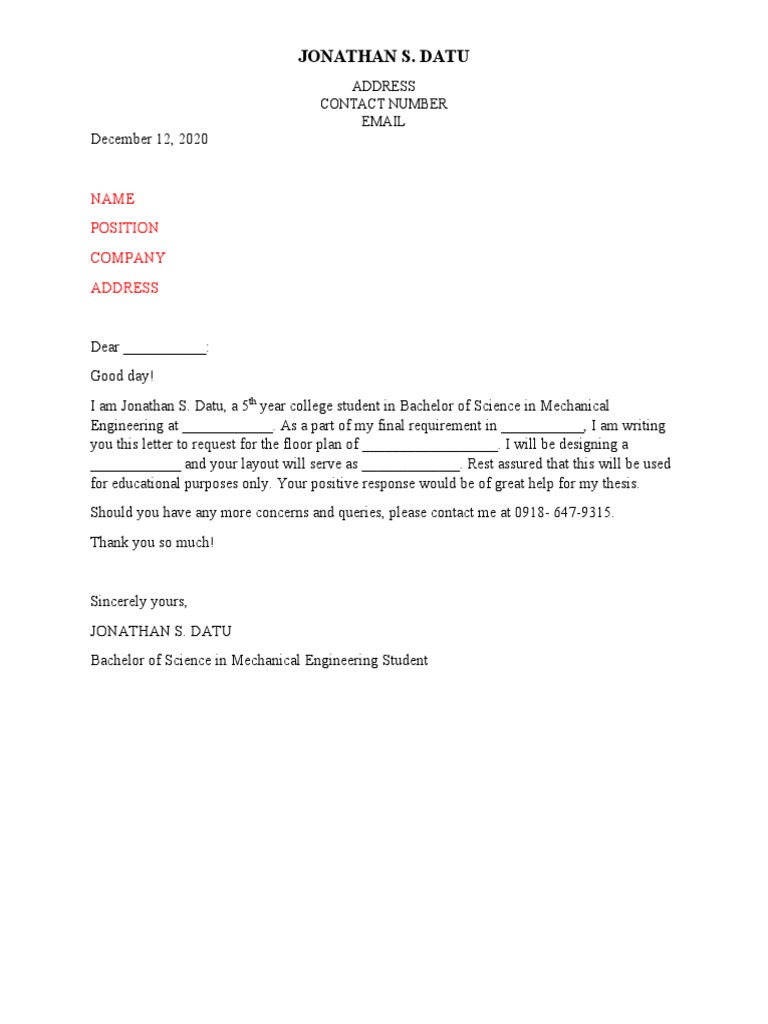 Jonathan S. Datu: Name Position Company Address | PDF