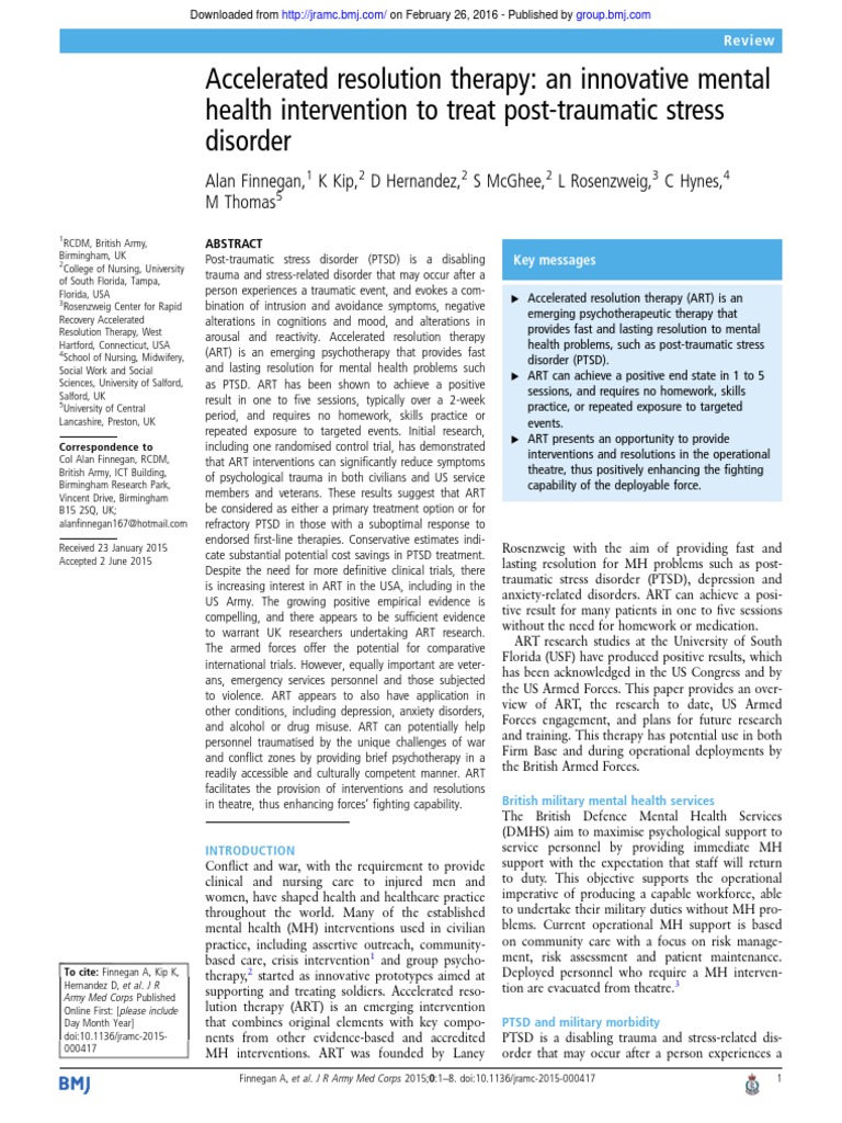 Accelerated Resolution Therapy An Innovative Mental Health Intervention ...