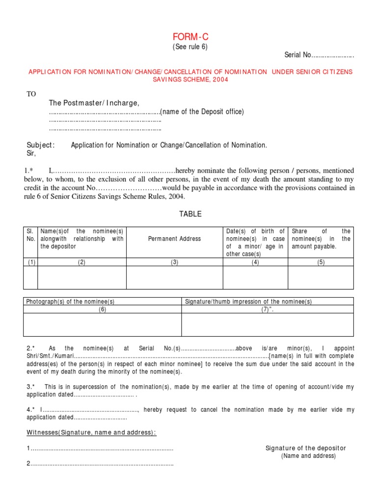 Form C For SCSS | PDF | Government Information | Social Institutions
