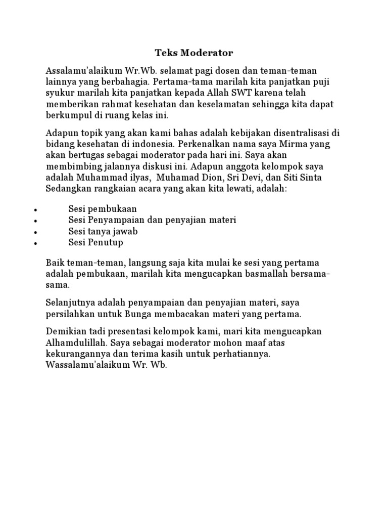 Teks Moderator | PDF | Karier & Perkembangan