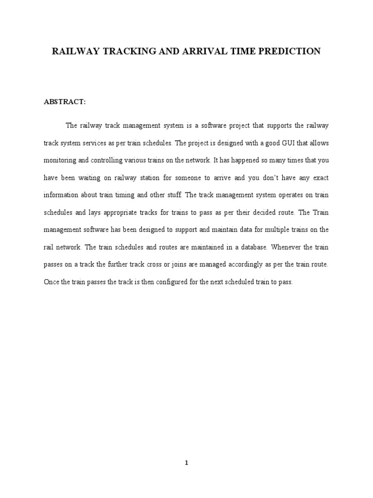 Railway Tracking and Arrival Time Prediction | PDF | Software Testing ...
