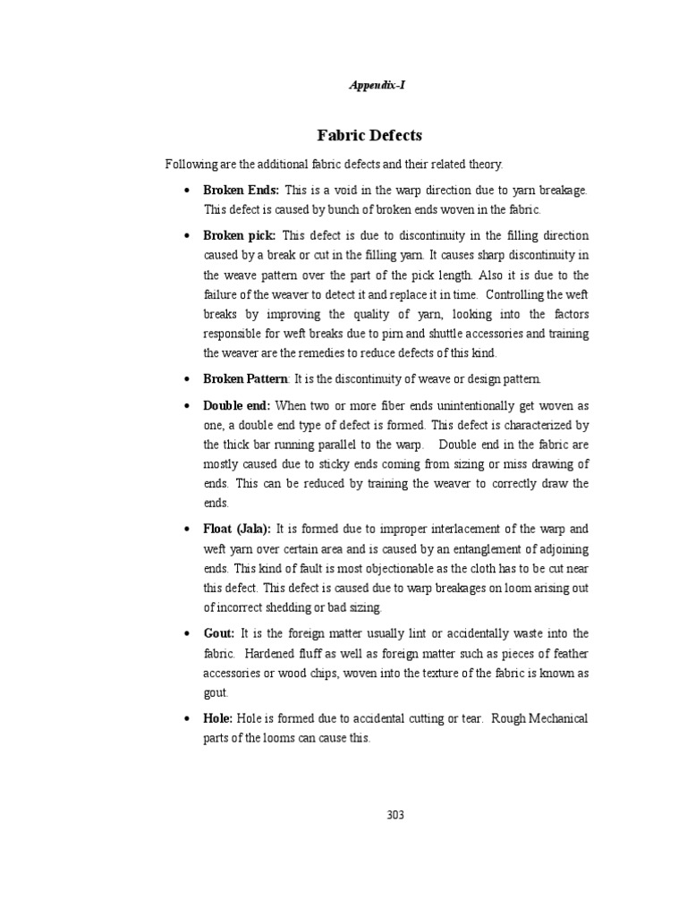 Fabric Defects Guide | PDF | Weaving | Loom
