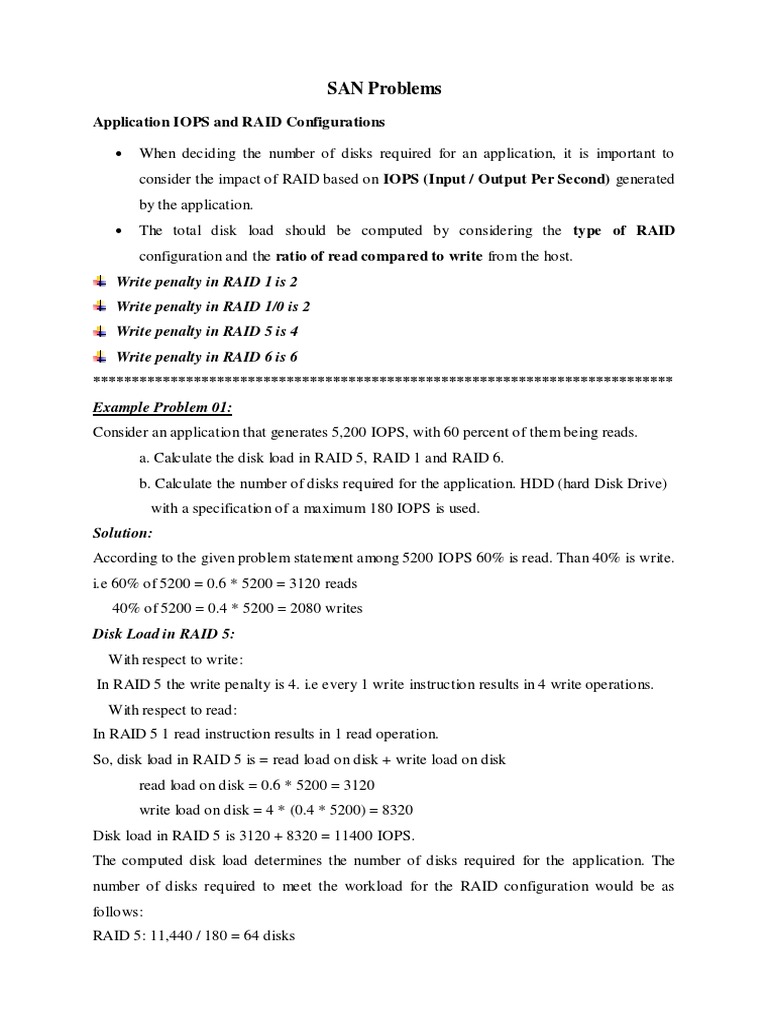SAN Problems: Application IOPS and RAID Configurations | PDF | Hard ...
