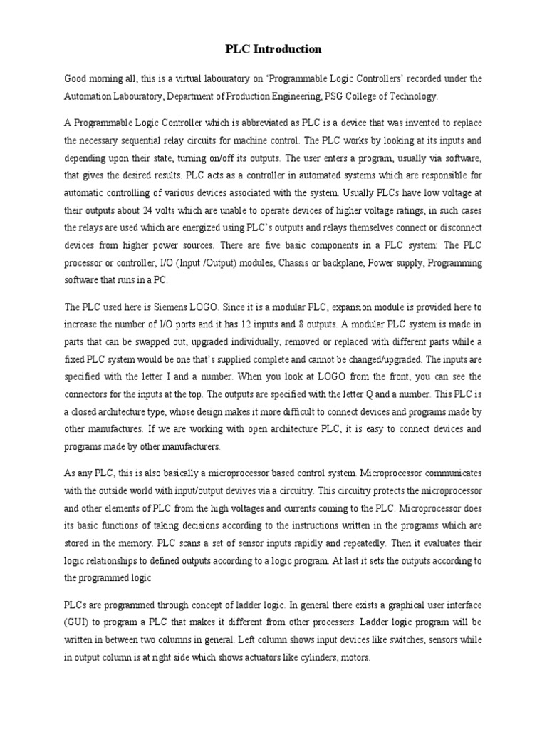 PLC Script | PDF | Programmable Logic Controller | Automation