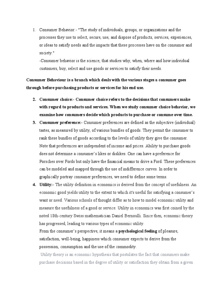 Consumer Behavior | PDF | Utility | Demand