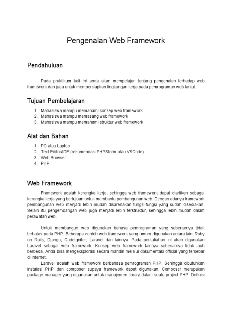 01 Pengenalan Web Framework | PDF