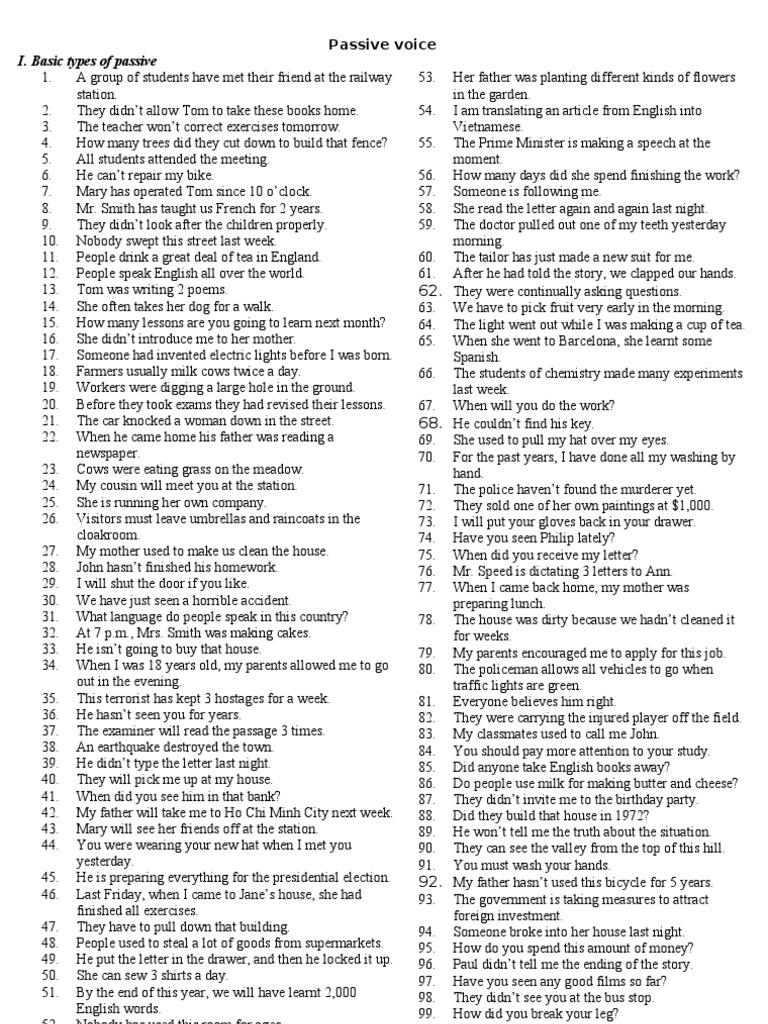 Exercise Passive Voice PDF