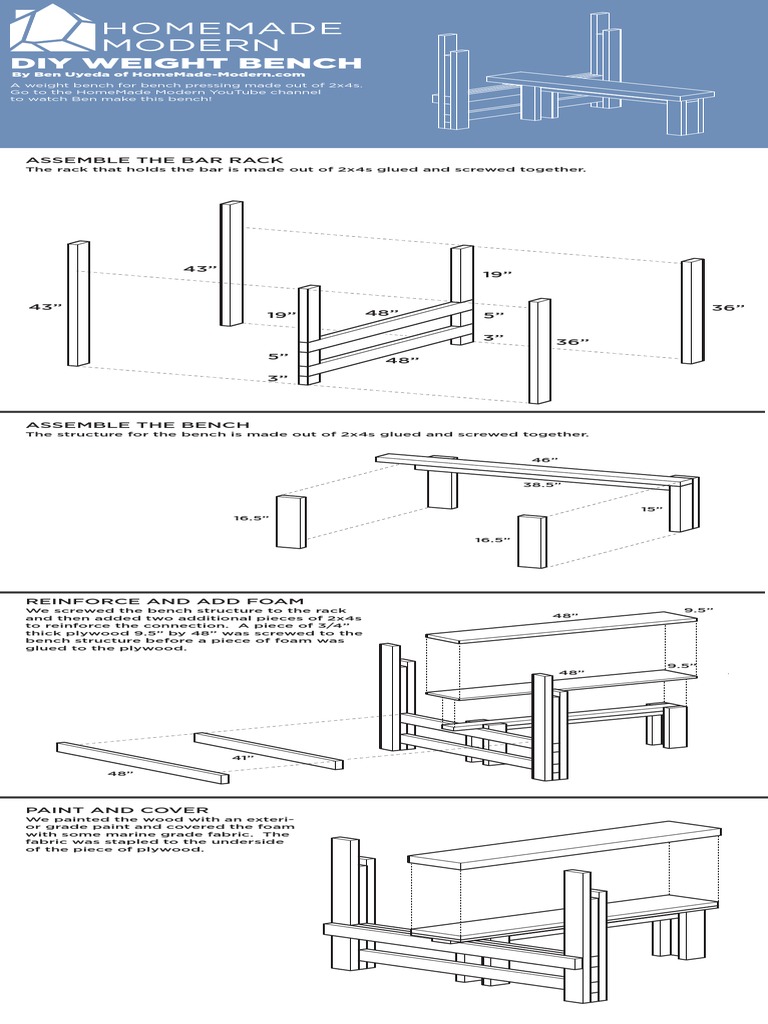 Diy Weight Bench: Assemble The Bar Rack | PDF