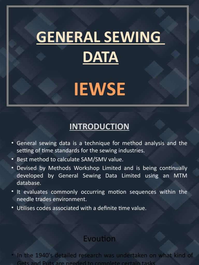 General Sewing Data | PDF | Sewing | Time