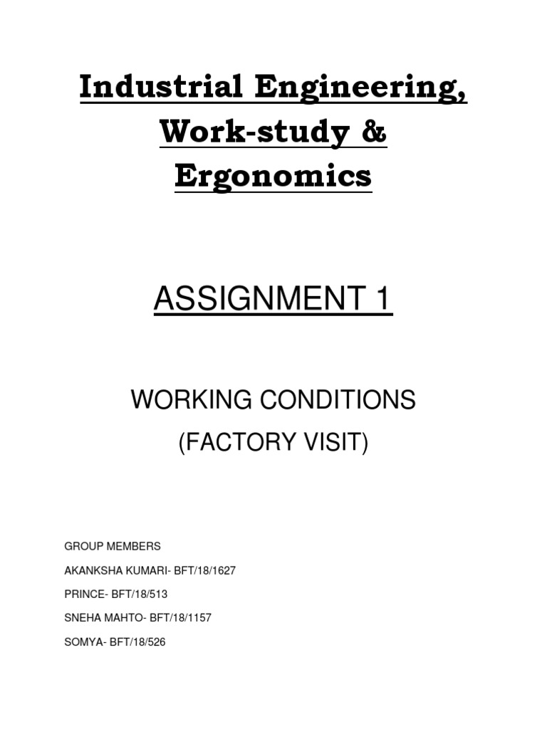 Industrial Engineering, Work-Study & Ergonomics: Assignment 1 | PDF ...