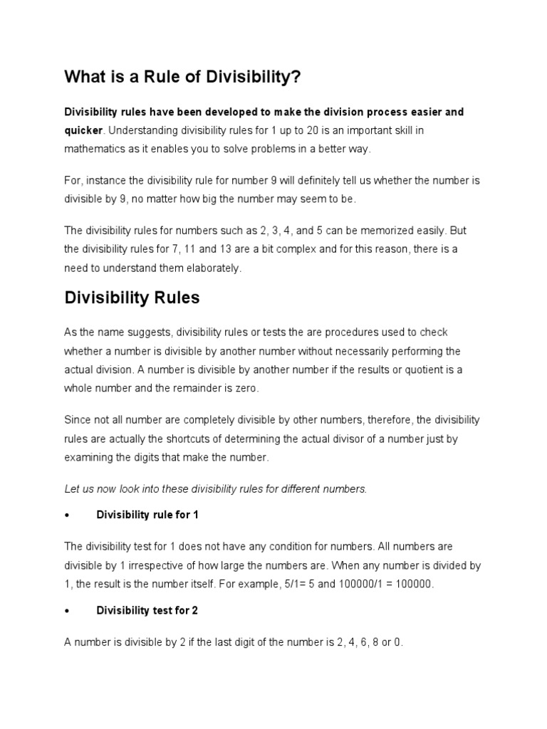 What Is A Rule of Divisibility | PDF | Number Theory | Algebra