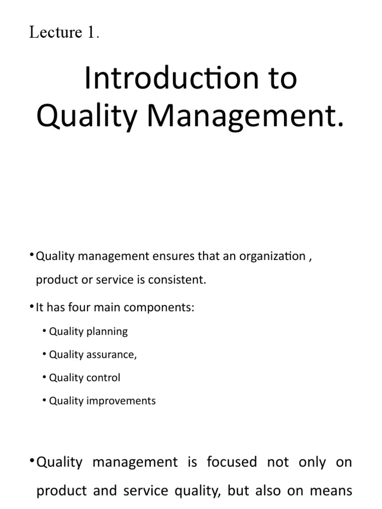 Introduction To Quality Management | PDF | Quality Management ...