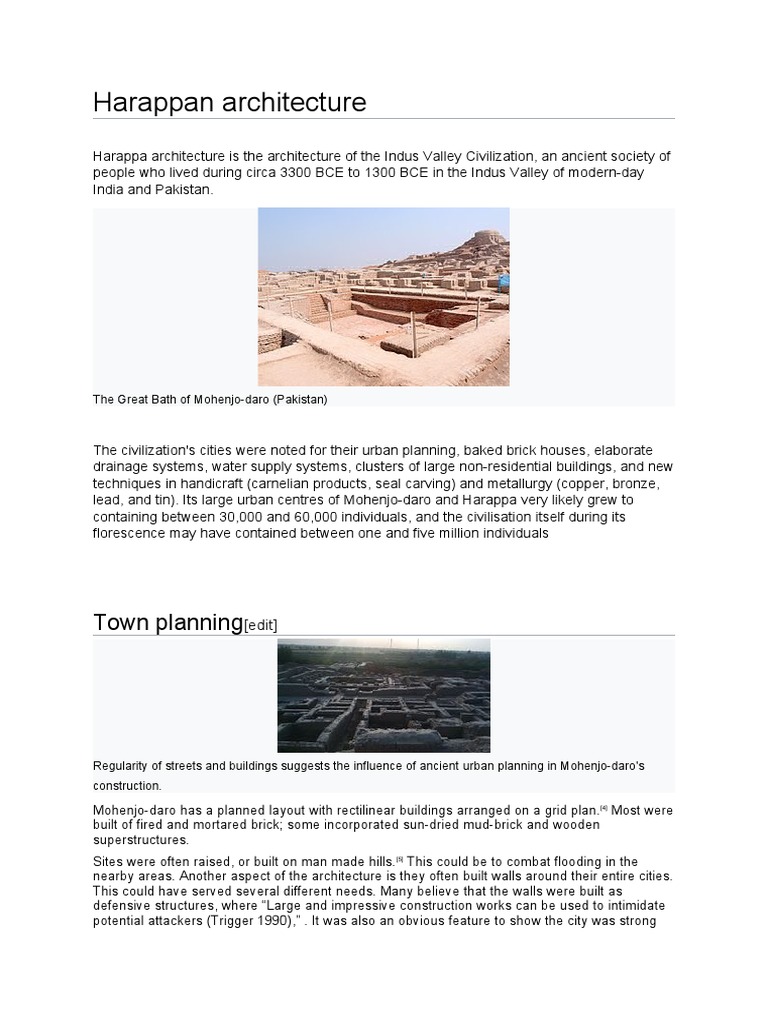 Harappan Architecture: Town Planning | PDF | Economic Sectors