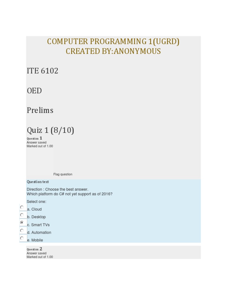Computer Programming 1urgdnew Version PDF | PDF | Control Flow | C (Programming Language)