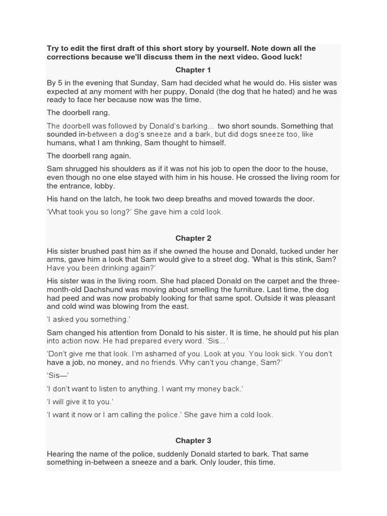 Editing a Short Story Draft Example | PDF | Beverages