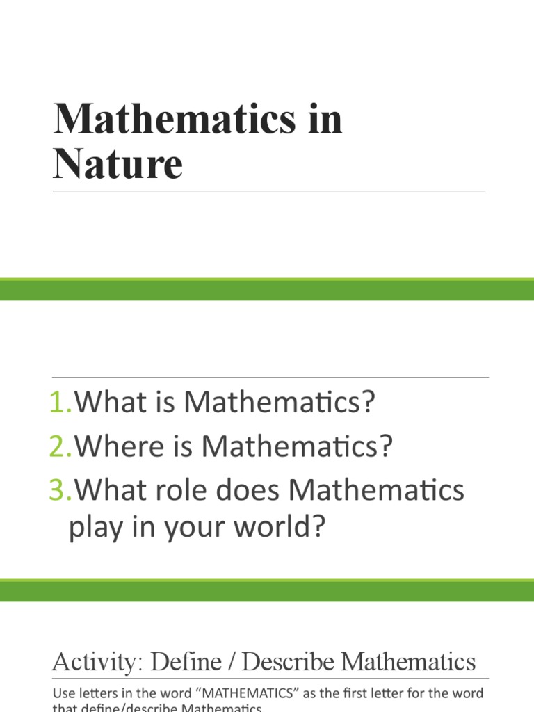Mathematics in Nature | PDF | Teaching Mathematics | Science