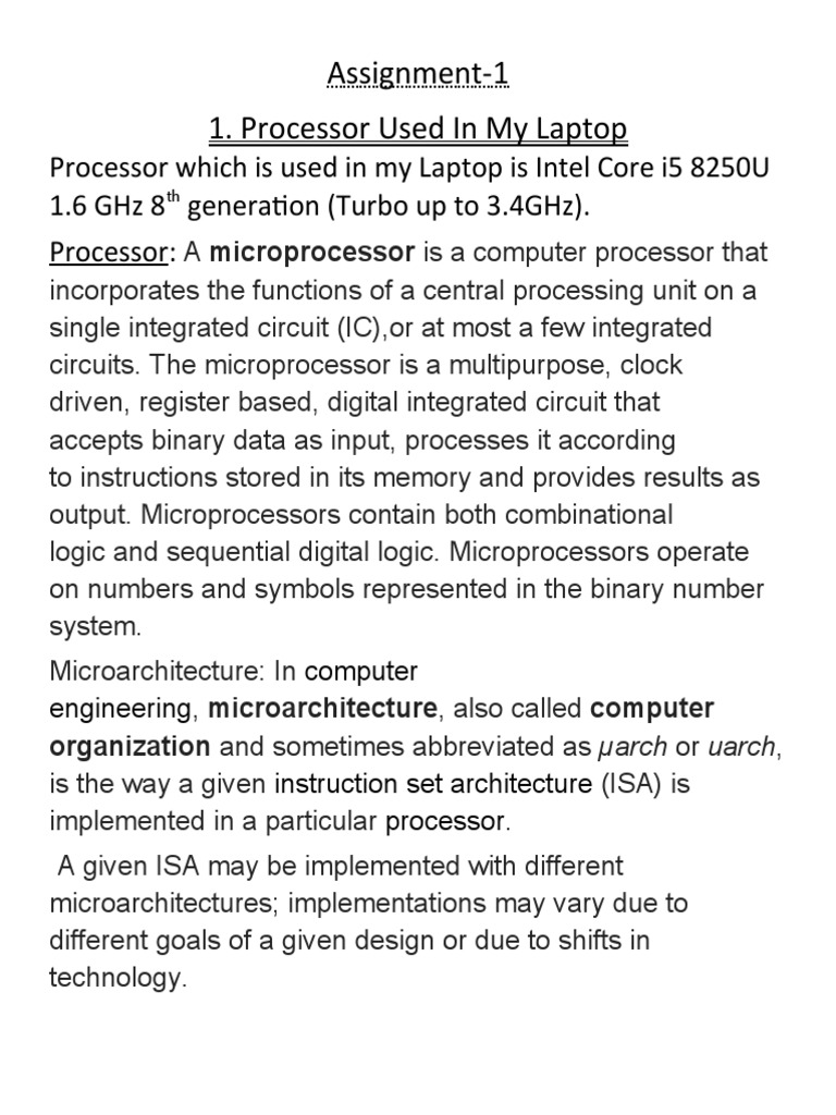 Assignment-1 1. Processor Used in My Laptop | PDF | Multi Core Processor | Central Processing Unit