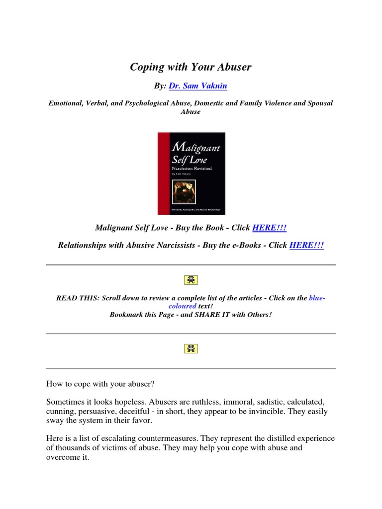 Coping With Your Abuser: Emotional, Verbal, and Psychological Abuse ...