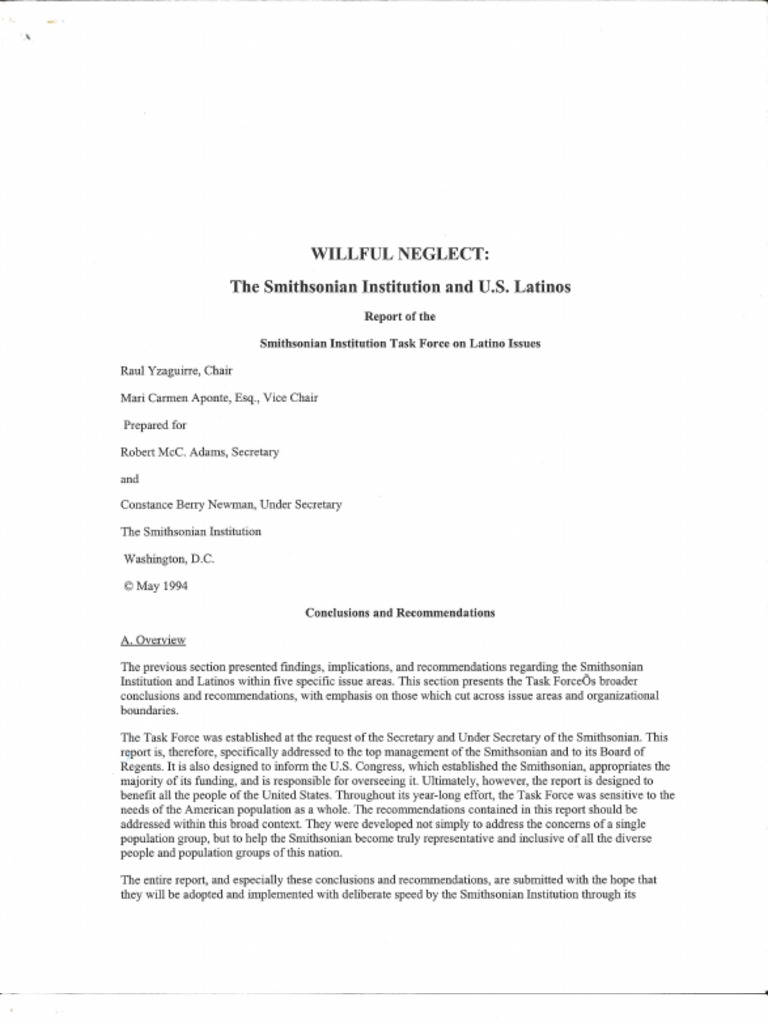 Willful Neglect: The Smithsonian Institution and US Latinos | PDF