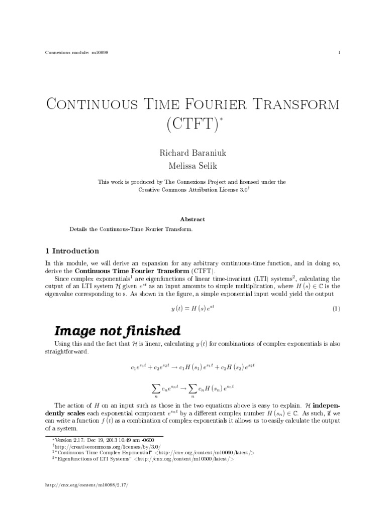 Continuous Time Fourier Transform CTFT 17 PDF | PDF | Fourier Transform ...