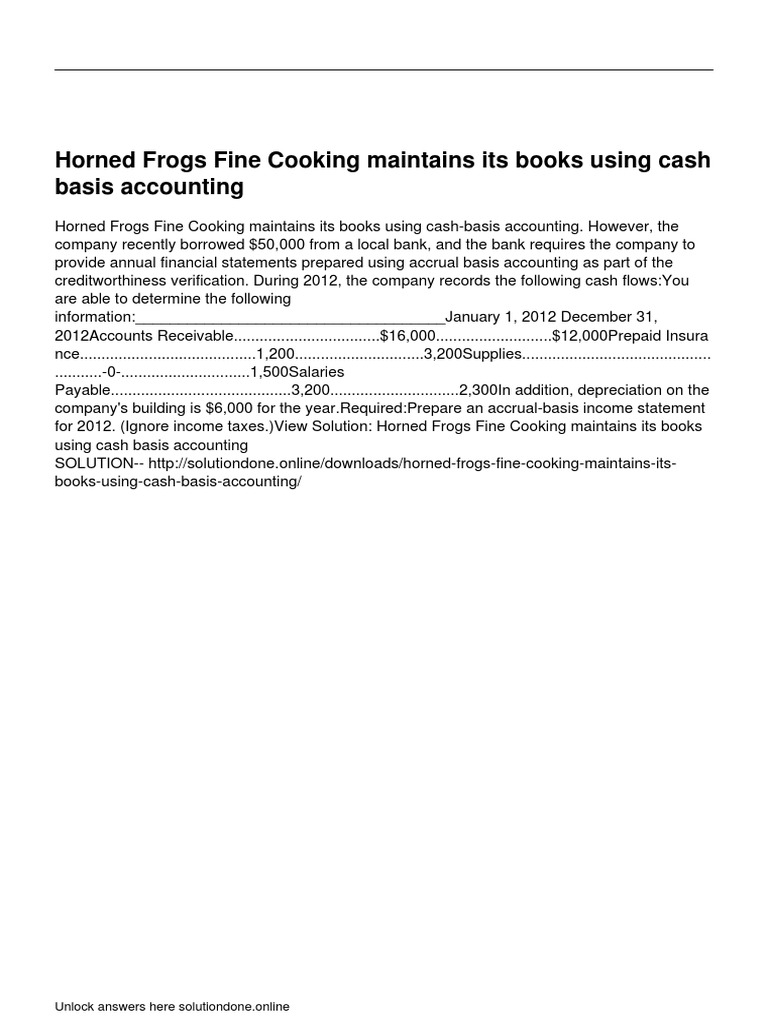 Accrual Income Statement for Horned Frogs | PDF