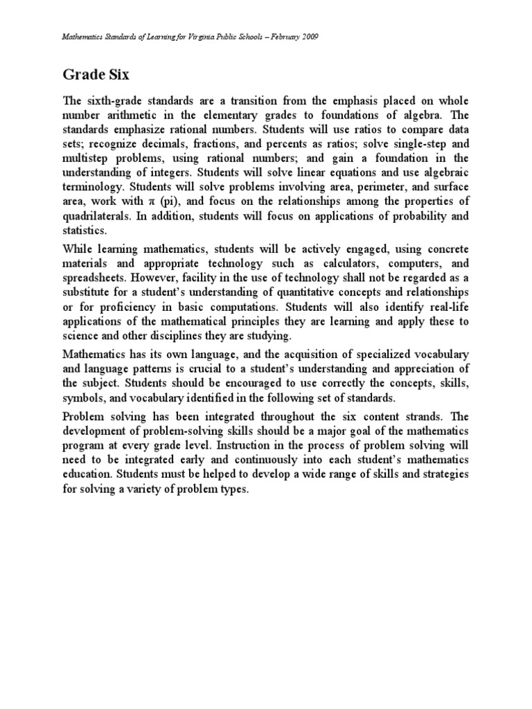 Scope & Sequence G6 1st & 2nd Semester | PDF | Area | Equations