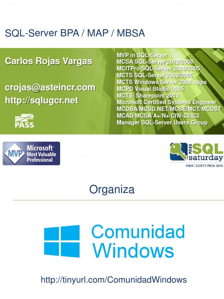 Sql-Server Bpa / Map / Mbsa: Carlos Rojas Vargas | PDF | Microsoft ...