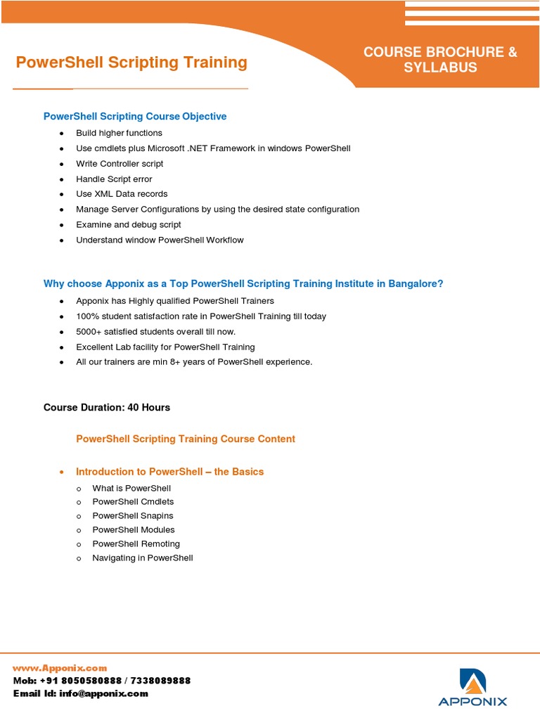 Powershell Scripting Training: Course Brochure & Syllabus | PDF ...