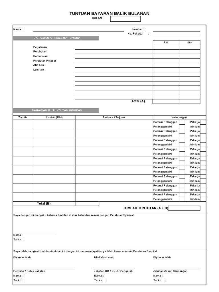 Contoh Borang Claim Syarikat - KaylahewaKim