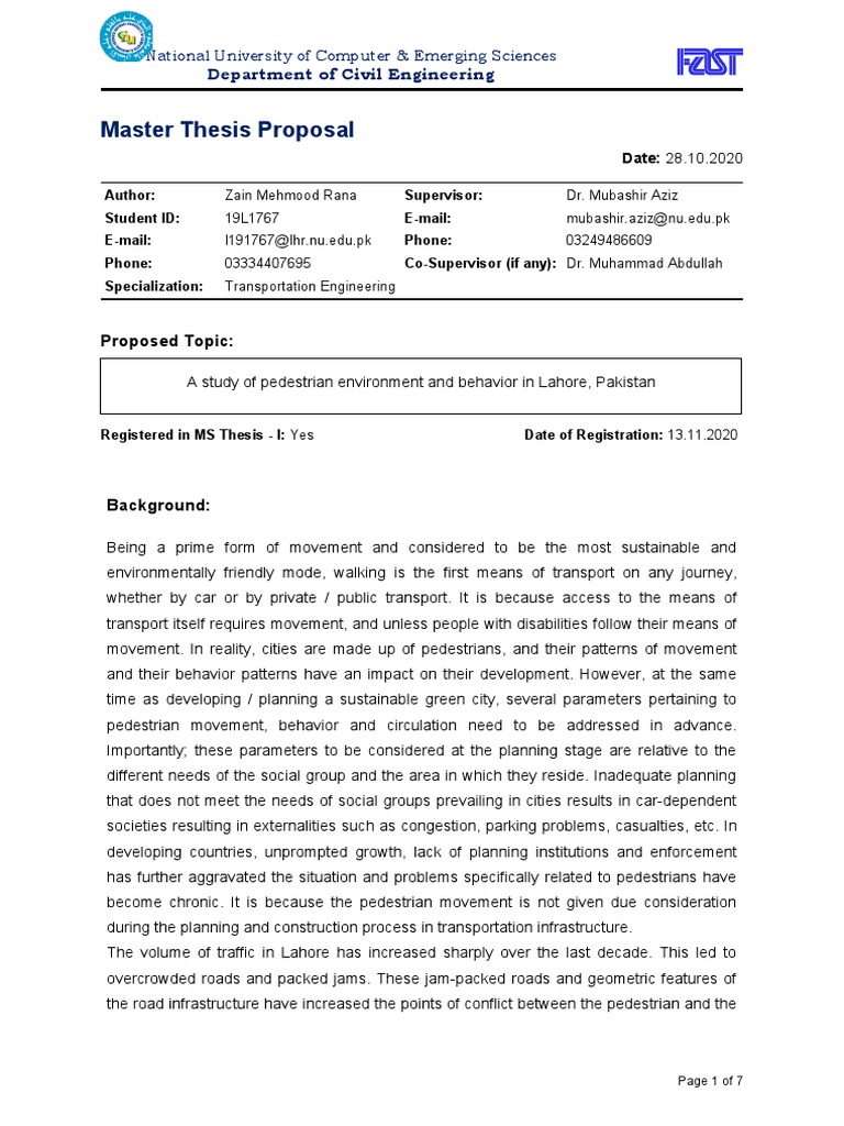 Thesis Proposal Form - v1.2 Draft v5 | PDF | Traffic Collision | Traffic