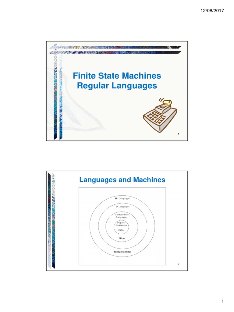 Finite State Machines Regular Languages | PDF | Theoretical Computer Science | Formalism (Deductive)