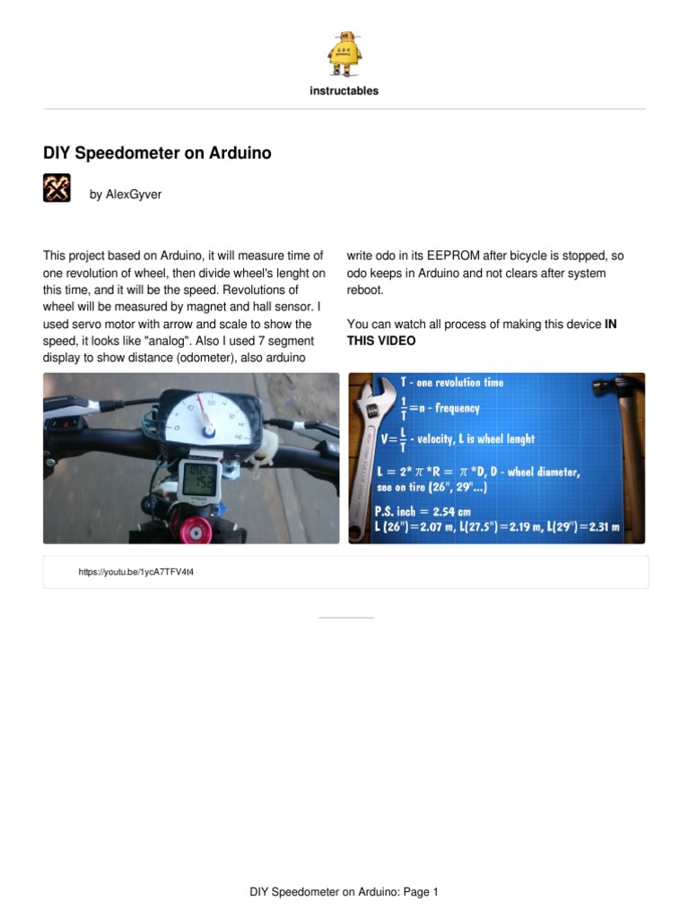 DIY Speedometer On Arduino: Instructables | PDF