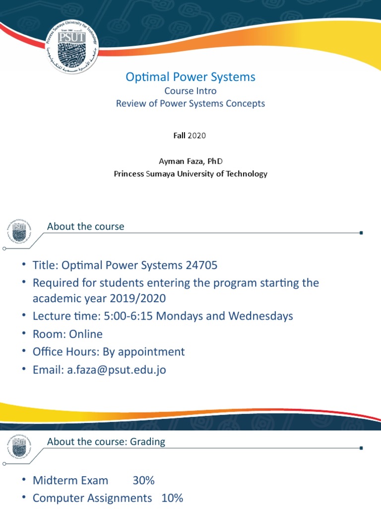 Optimal Power Systems - Lecture 1 Annotated | PDF | Transformer ...