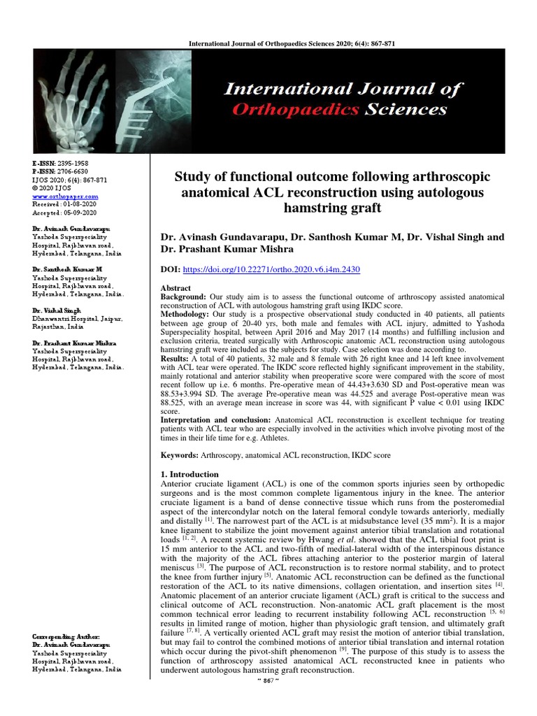 Ijos - Acl Paper | PDF | Knee | Lower Limb Anatomy