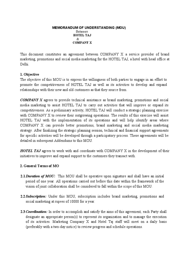 MoU Draft | PDF | Memorandum Of Understanding | Strategic Planning