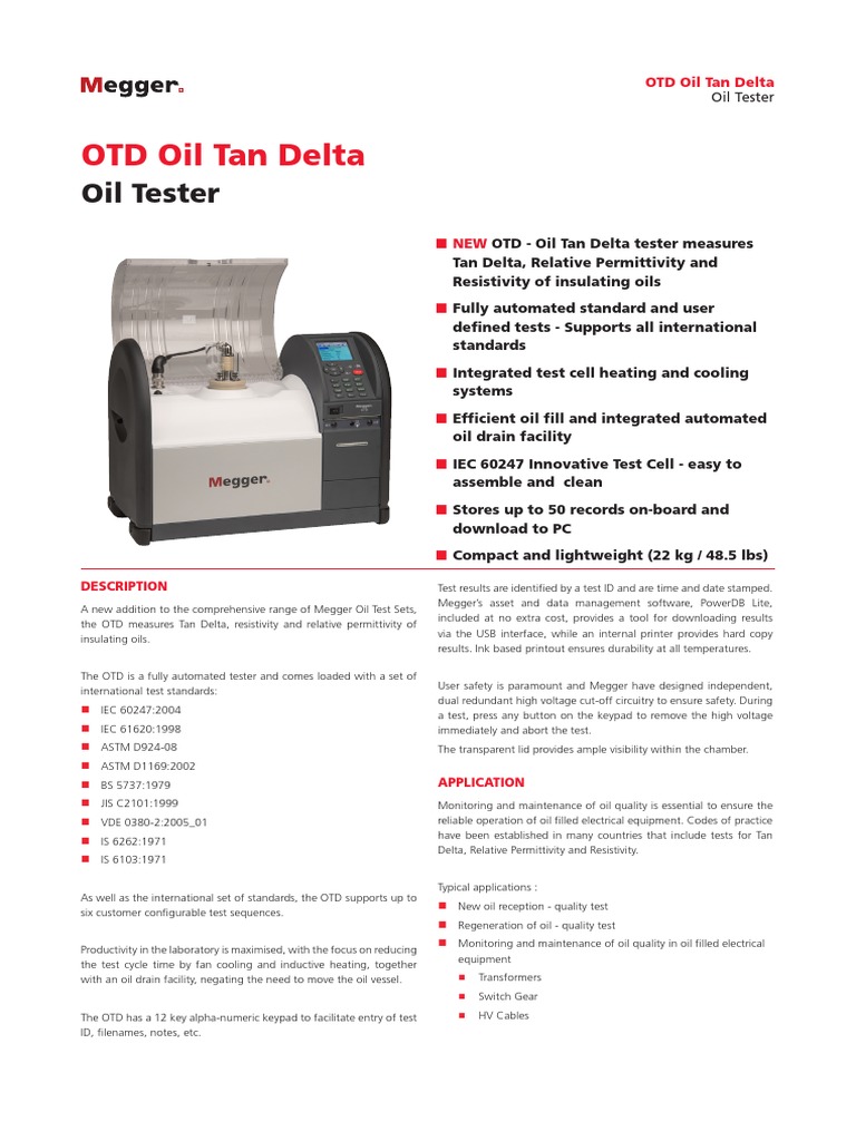 Oil Tan Delta and Resistivity Test - OTD | Download Free PDF | Ac Power ...