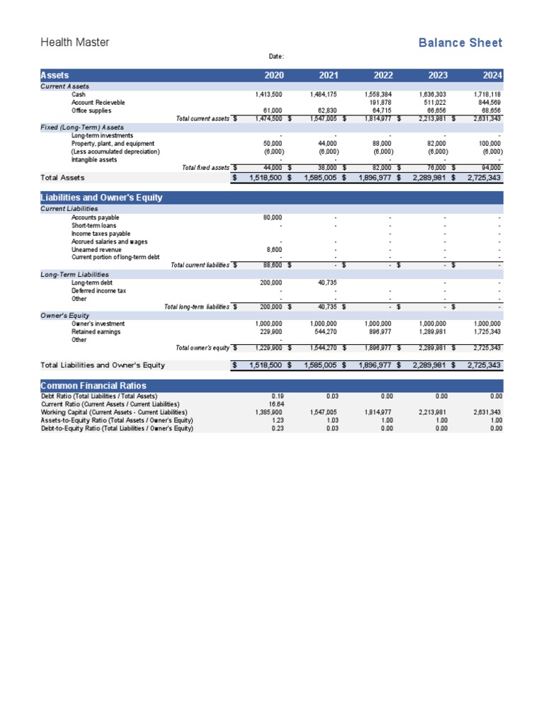 Health Master: Balance Sheet | Download Free PDF | Current Liability ...