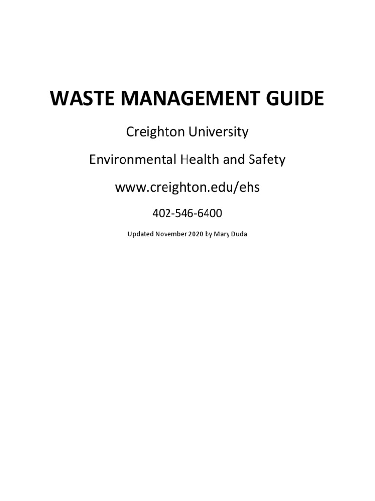 Waste Management Guide: Creighton University Environmental Health and ...