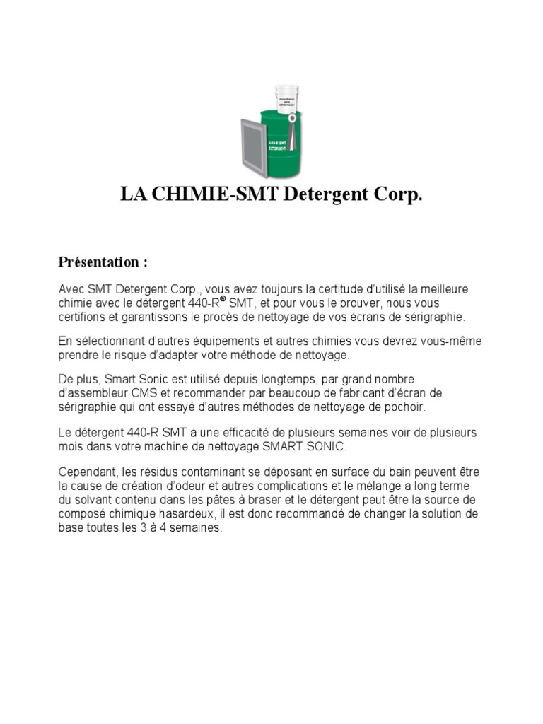 LA CHIMIE-SMT Detergent Corp. | PDF | Chimie | Environnement naturel