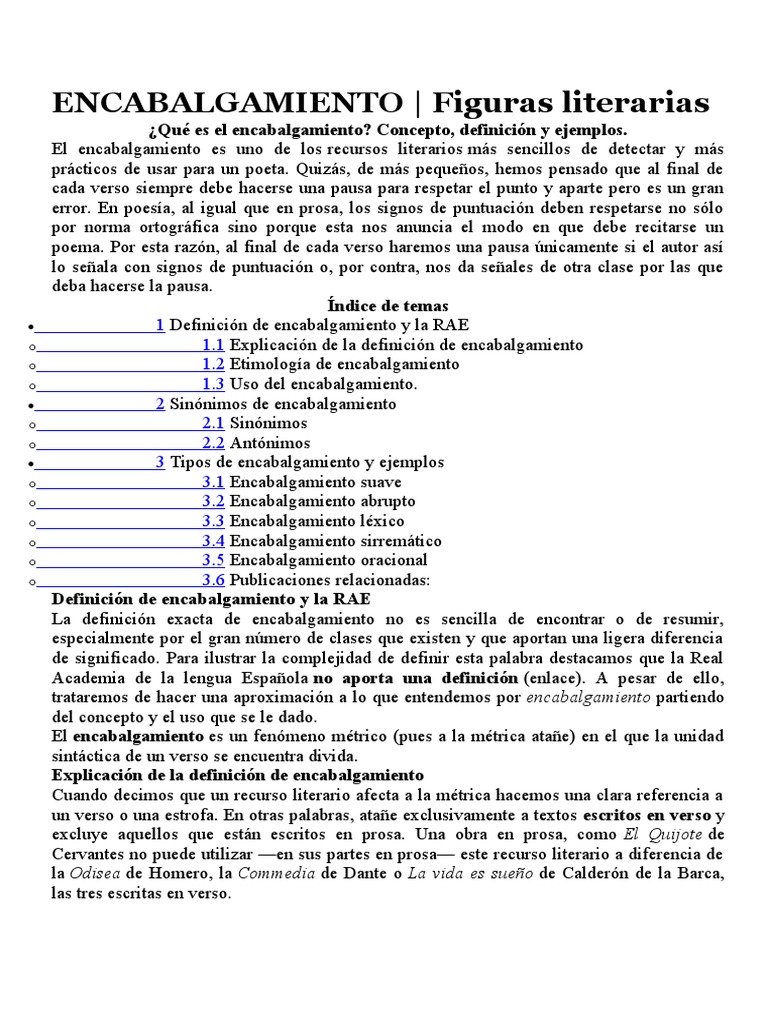 ENCABALGAMIENTO | PDF | Poesía | Palabra