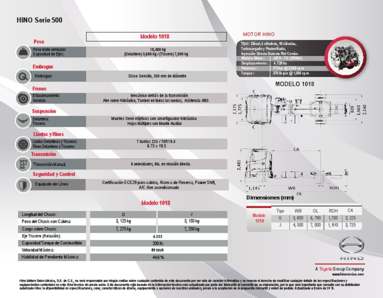 Ficha-1018 Hino | PDF | Transmisión (Mecánica) | Eje