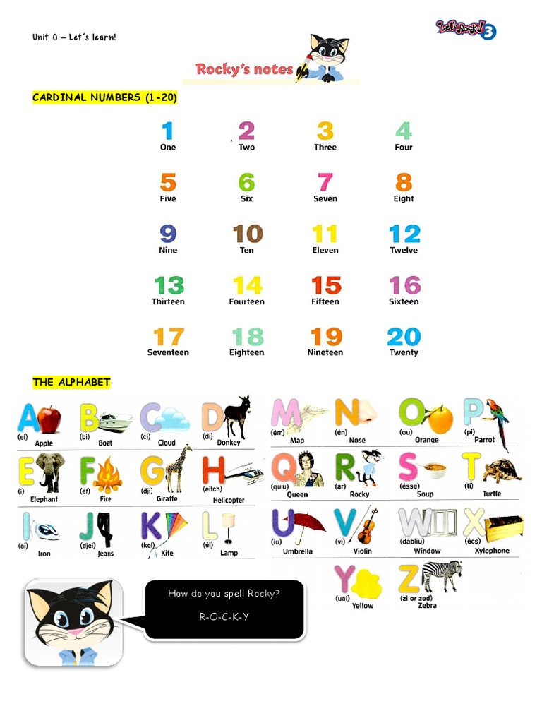 Cardinal Numbers (1-20) : Unit 0 - Let's Learn! | PDF | Language Arts ...