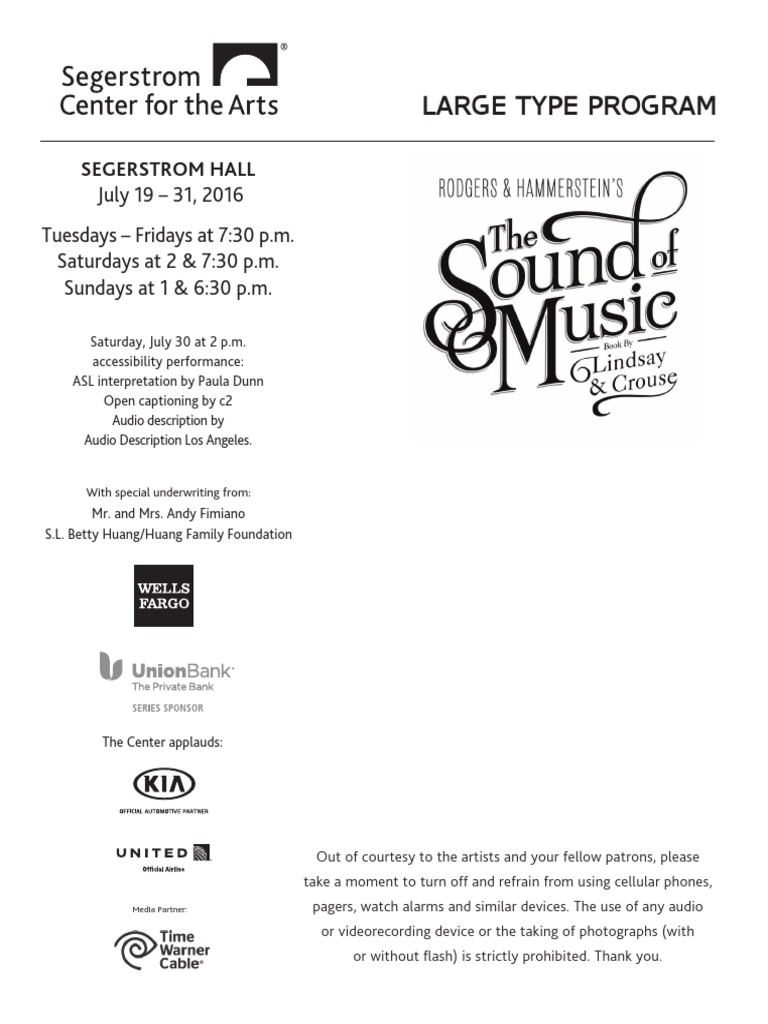 Program LP Sound-of-Music | PDF | Musical Theatre | Broadway Theatre