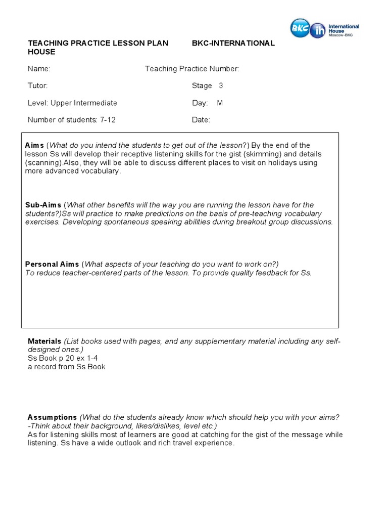 Lesson Plan Cover Sheet 02.11.2020 | PDF | Lesson Plan | Vocabulary